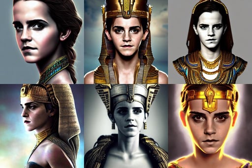 full portrait standing emma watson as ancient egyptian queen, ar ...