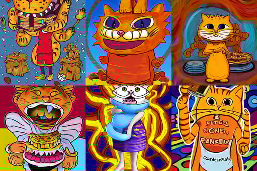 fullbody!! personification of garfield the cat as a goddess hold ...