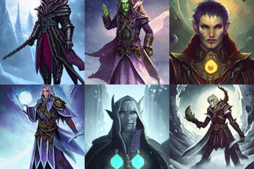 Faldrin Dremoran half-elf warlock evil high detail, road, planet ...