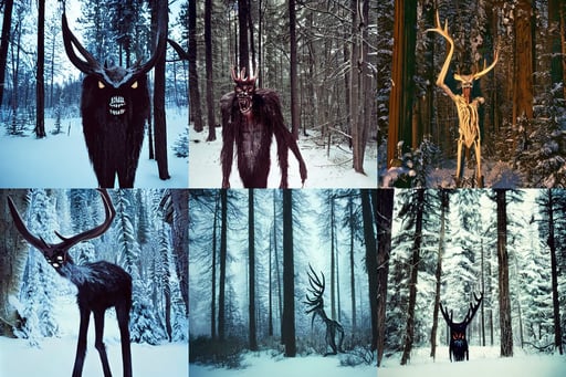 A wendigo in the woods in winter, Provia, Velvia - Arthub.ai