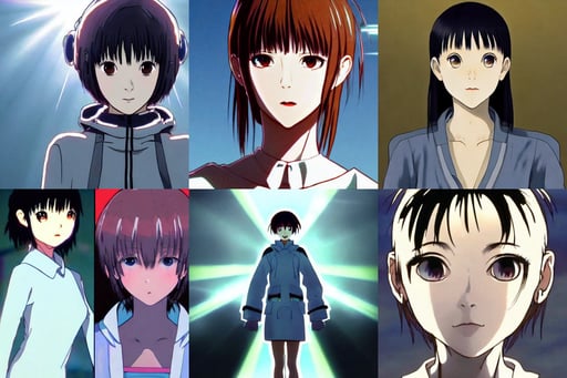 lain ayanami thorncrown gaze, korean symmetrical face, light ski ...
