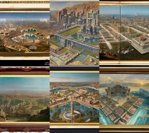 A top-down view of a detailed and realistic D&D city, inside a m ...