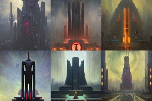 A cyberpunk art deco monument to Moloch by Greg Rutkowski and Cl ...