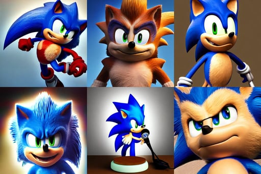 cinematic bust portrait of a sonic the hedgehog with microphone ...