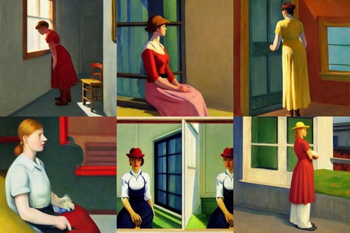 sad dnd npc female farmer polish portrait, art by Edward Hopper ...