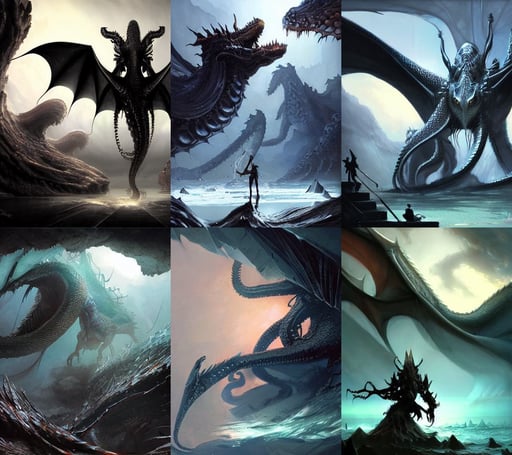 dragon watching the world underneath, gleaming, gradient black t ...