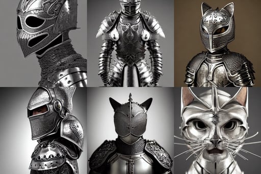 kneeling cat knight, portrait, finely detailed armor, intricate ...
