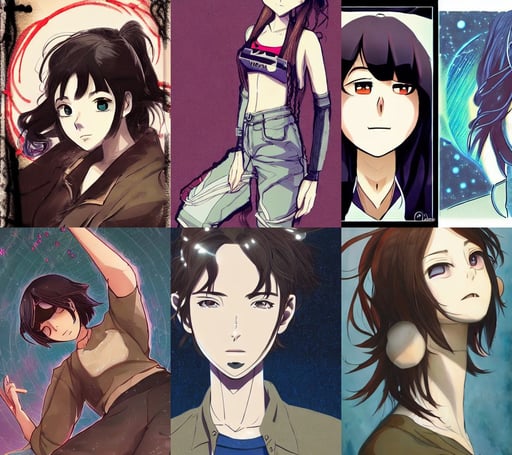An anime portrait of a woman with straight brown hair, art style ...