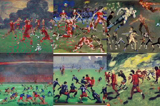 an ultrawide shot of 22 zombies playing football, art by Claude ...