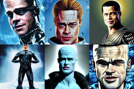 Portrait of Brad Pitt as Mr Freeze from Batman movie - Arthub.ai