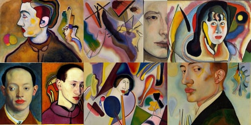 A portrait of a pale young man, art by Wassily Kandinsky, art by ...
