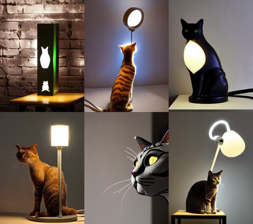 a cat as a lamp, cyberpunk - Arthub.ai