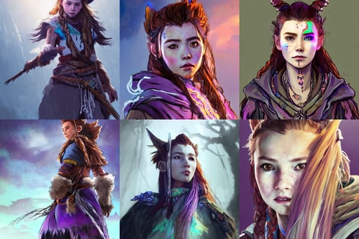 very detailed concept art portrait of aloy from horizon zero daw ...
