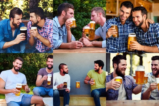 two beautiful chad men drinking beers - Arthub.ai
