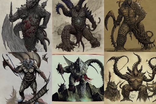 A dungeons and dragons monster manual sketch of a leviathan, by ...