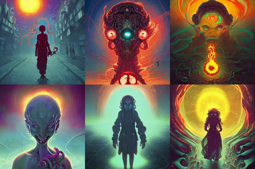 a lovecraftian portrait of cthulhu face of cosmic horror, firebe ...