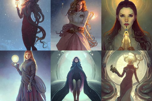 portrait of a woman squid monster astronaut, art by artgerm and ...