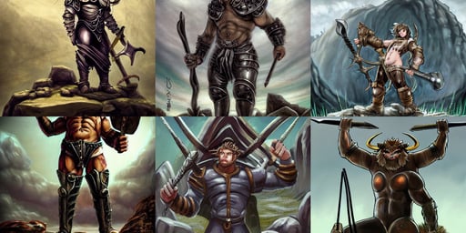 huge smug minotaur wielding a greataxe, clothed in metal battle ...