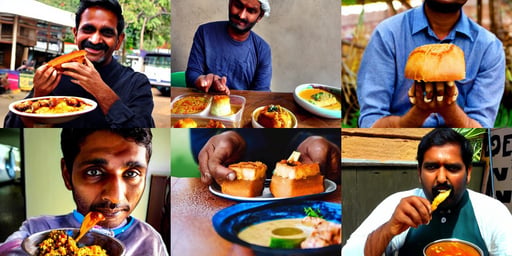 Durban Indian Man Eating Bunny Chow - Arthub.ai