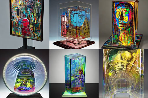 glass fresnel lens sculpture, art by Marcel Duchamp, highly deta ...