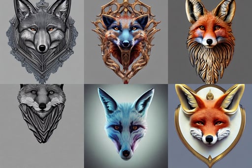 beautiful classical ornamental emblem of a fox goddess, cgsociet ...